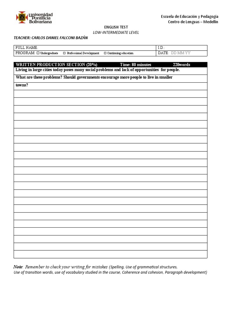 writing-test-level-7-pdf