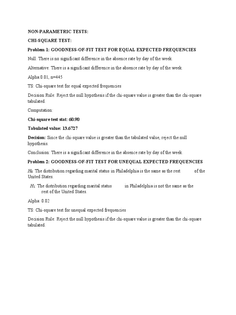 Sample Problems Nonpara | PDF | Chi Squared Test | P Value
