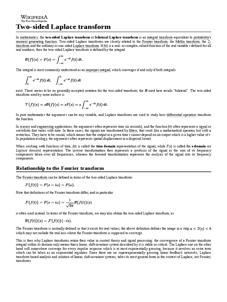 Two-Sided Laplace Transform | PDF | Laplace Transform | Operator Theory