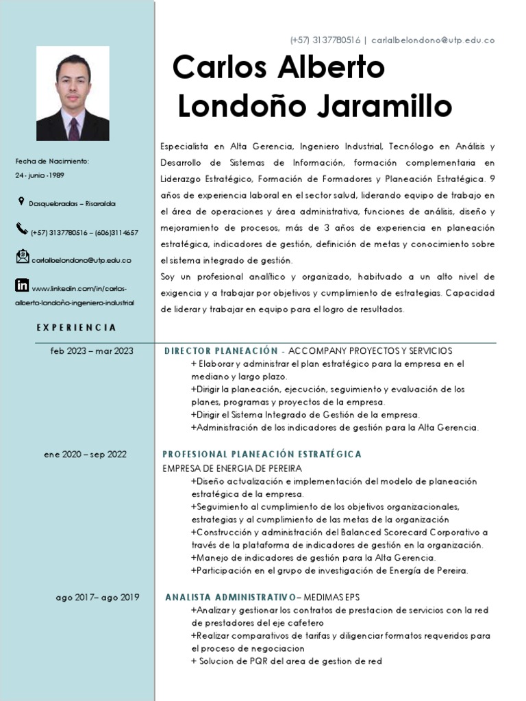Curriculum Vitae Carlos | PDF | Planificación | Business