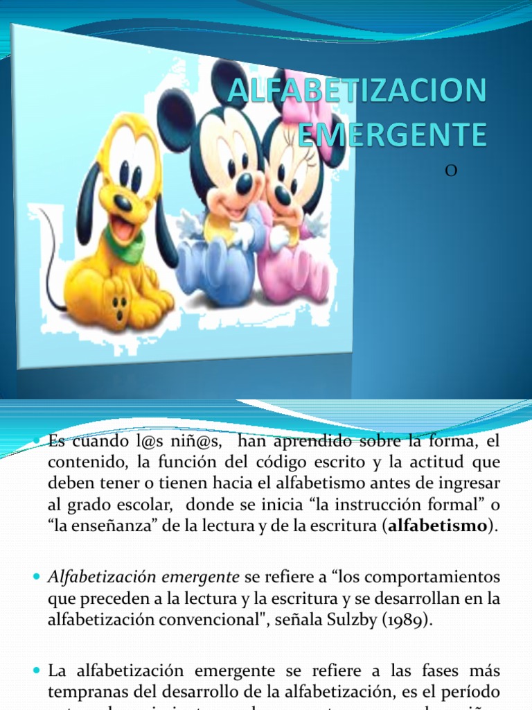Alfabetizacion Emergente Expo | PDF | Lectura (proceso) | Escritura