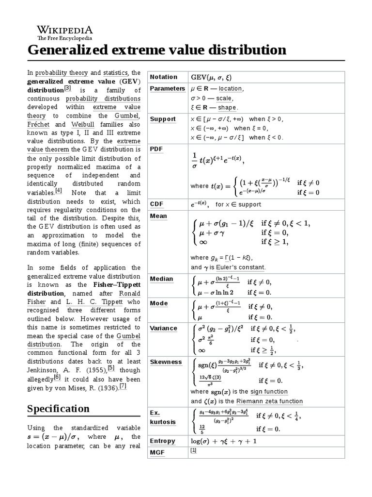 Generalized Extreme Value Distribution Pdf
