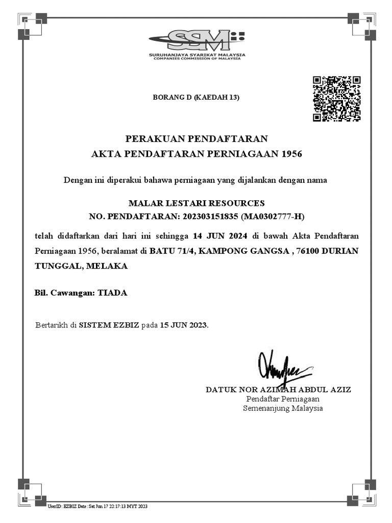 SSM Certificate | PDF