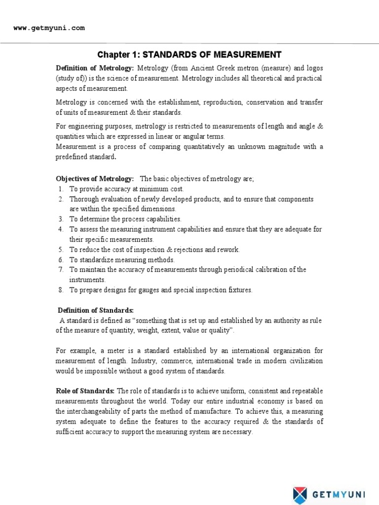 Standards of Measurements | PDF | Metrology | Measurement