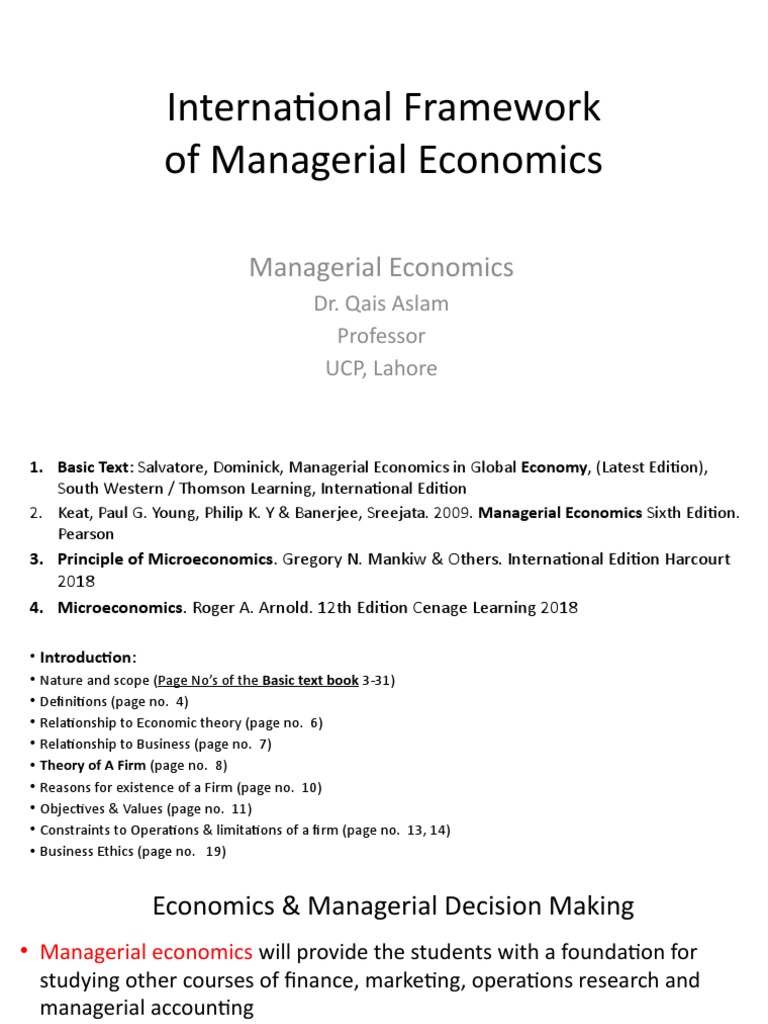 International Framework of Managerial Economics | PDF | Business