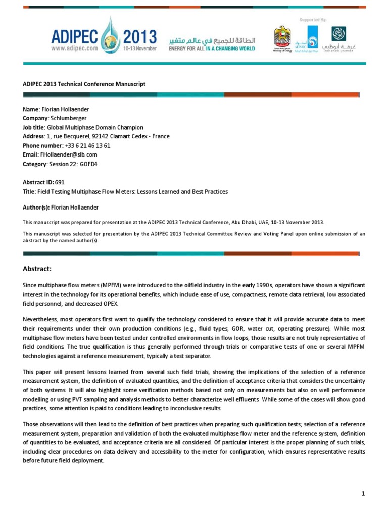 ADIPEC 2013 Technical Conference Manuscript Template - 691 - HOLLAENDER ...