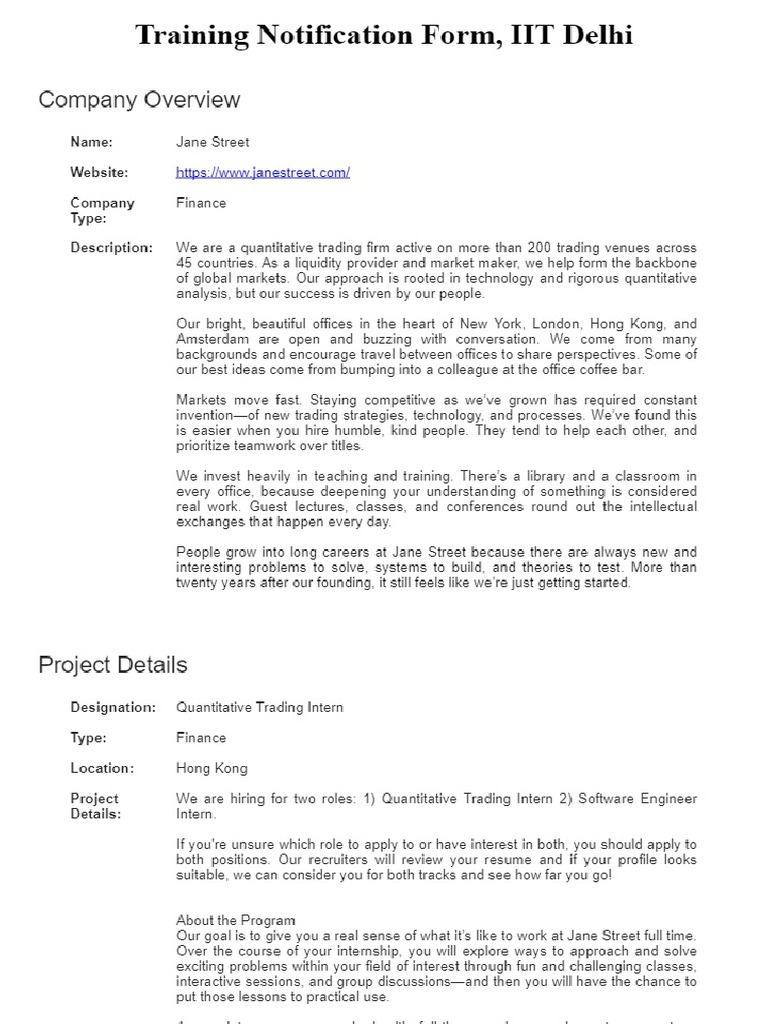 Jane Street (Quantitative Trading Intern) | PDF