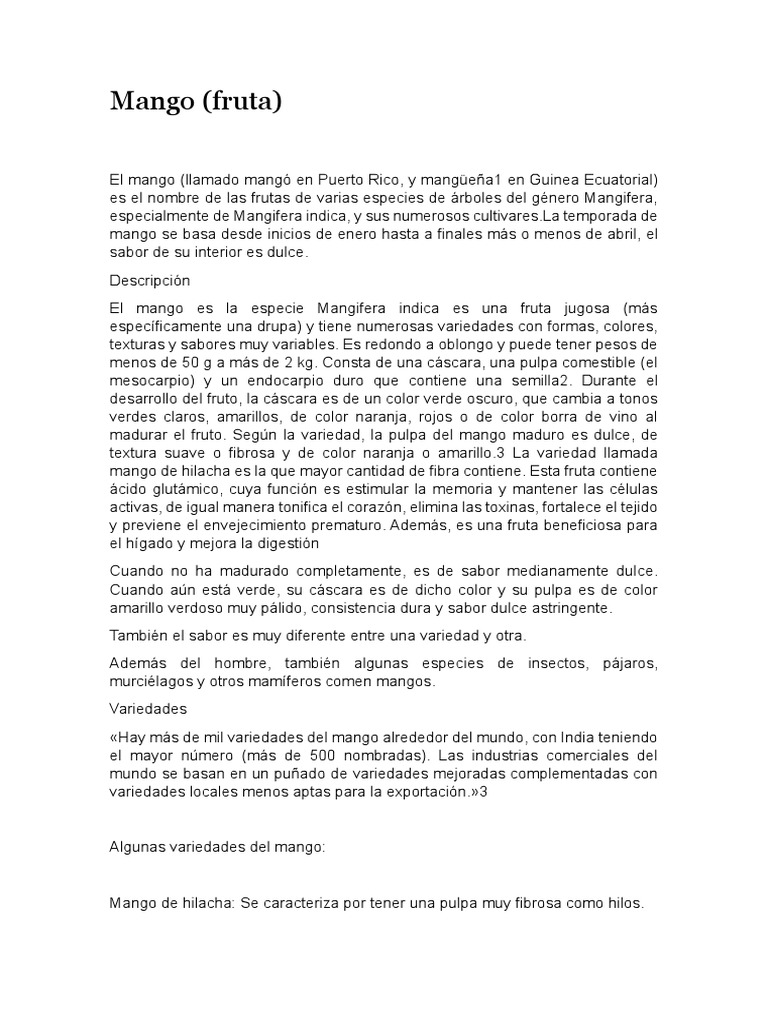 El Cultivo Del Mango | PDF | Mango | Botánica