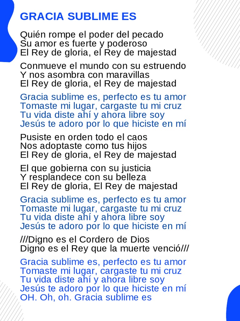 Letra de "Gracia Sublime Es" | PDF | Derecho | Religión y espiritualidad