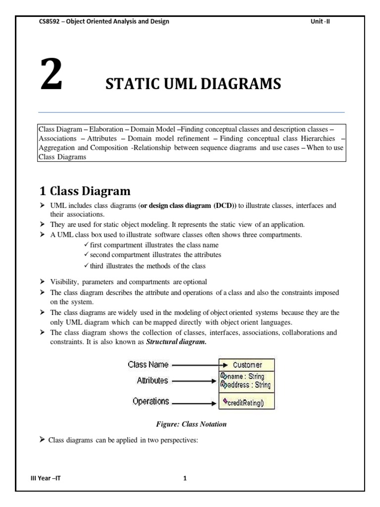Static Uml Diagrams: 1 Class Diagram | PDF