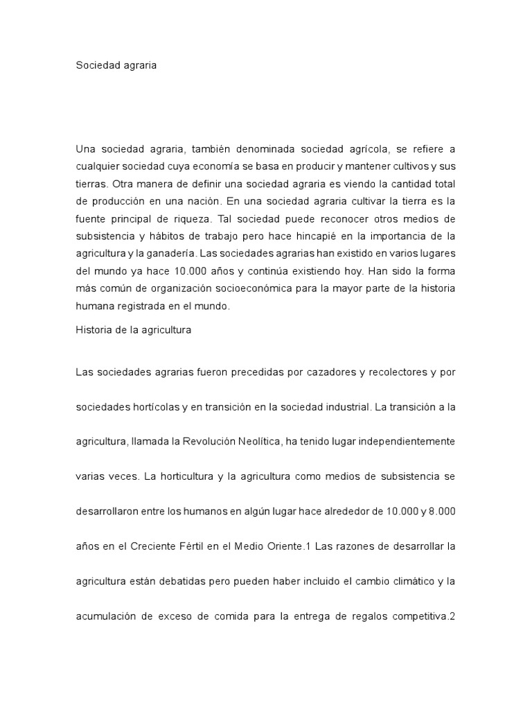 Sociedad Agraria | PDF | Agricultura | Sociedad