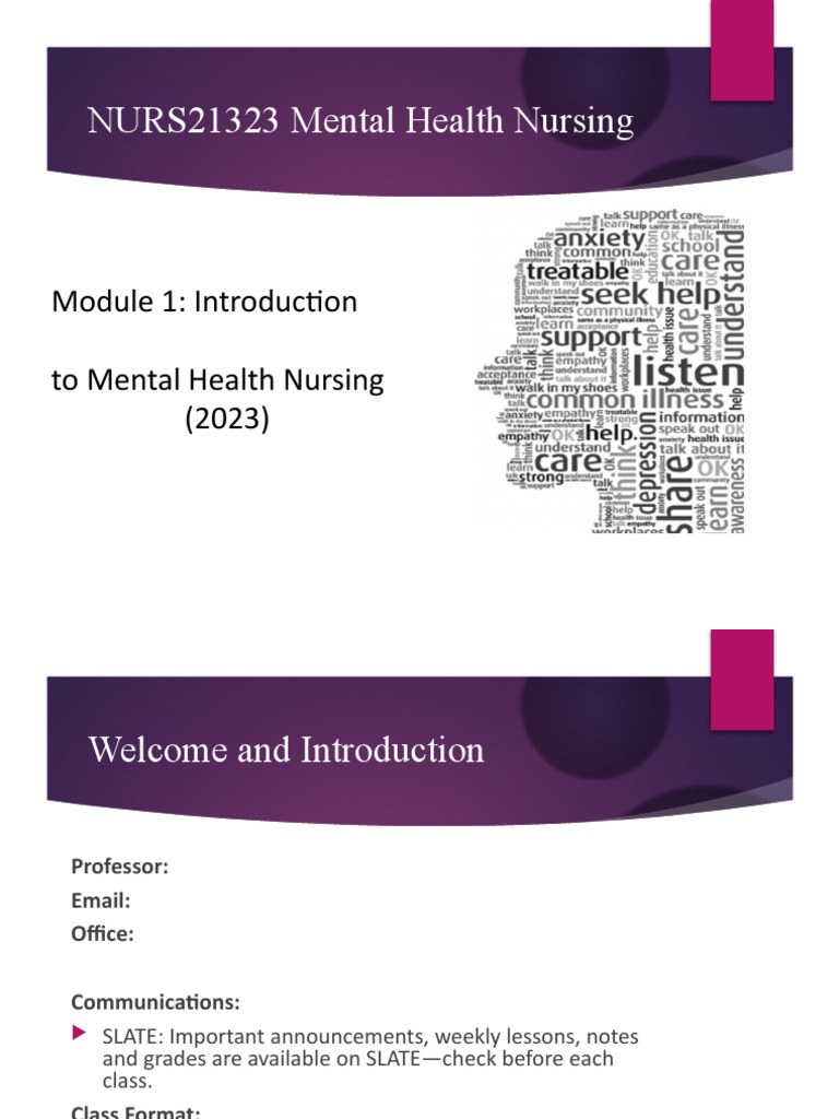 Mental Health Nursing Module 1 - Introduction Student 2023 | PDF ...