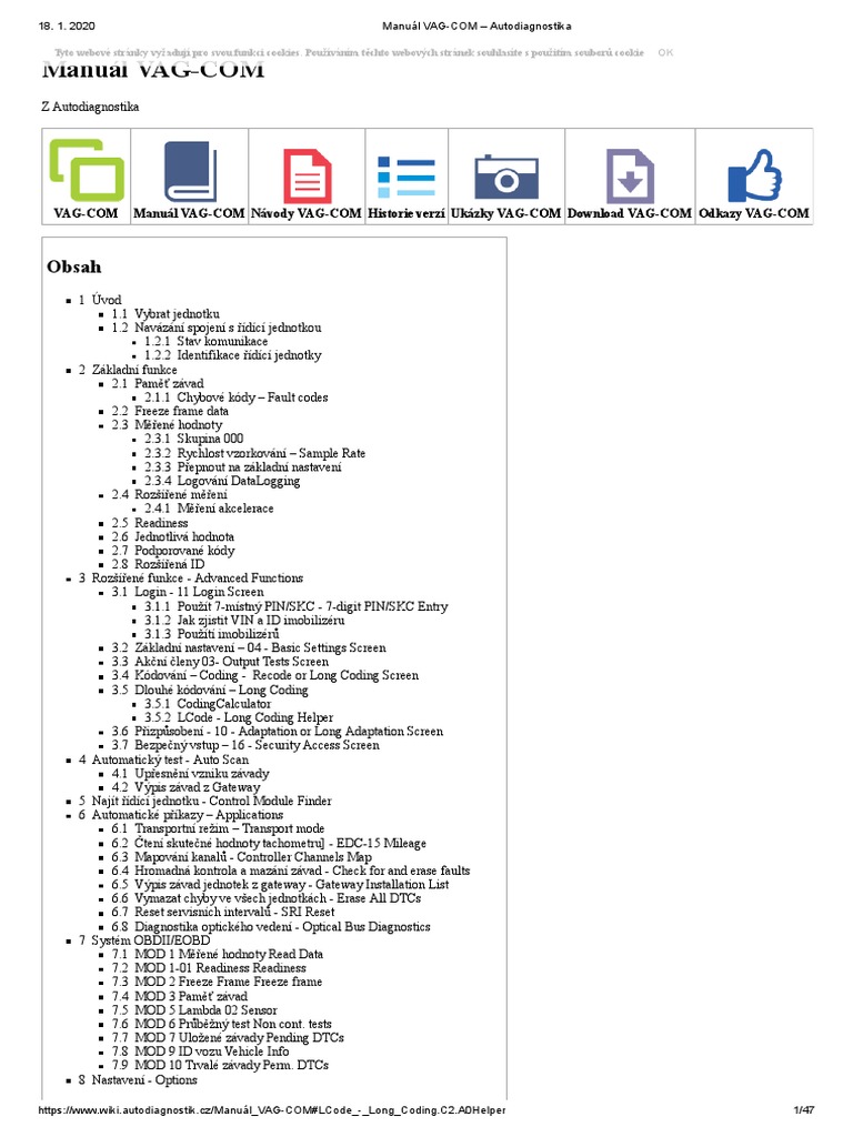 VAG COM Manuál Kódování | PDF