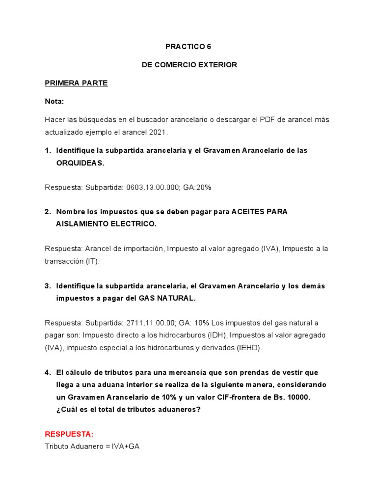 Practico 6 | PDF | aduana | Arancel