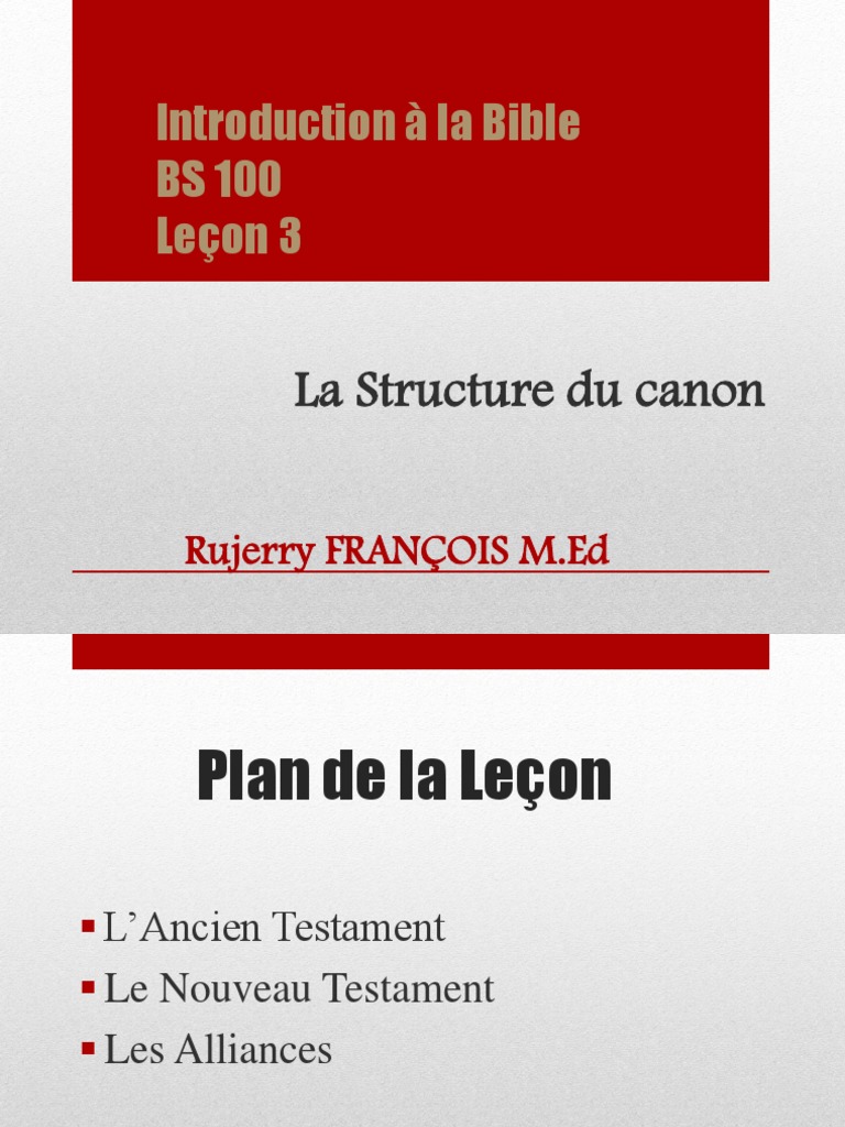 Introduction A La Bible Lecon 3 F22 | PDF