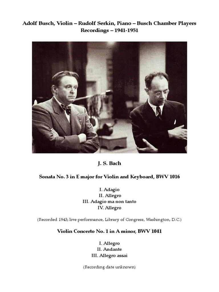 Busch Chamber Players Recordings 1941-1951 | PDF | Art
