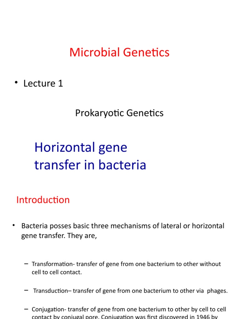 Bacterial Gene Transfer Mechanisms | PDF | Transformation (Genetics ...