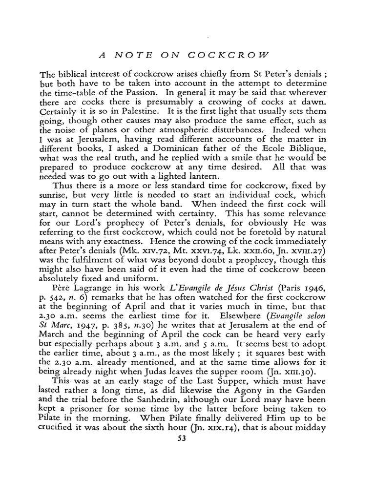 Analysis of Cockcrow in the Gospels | PDF | Religion & Spirituality