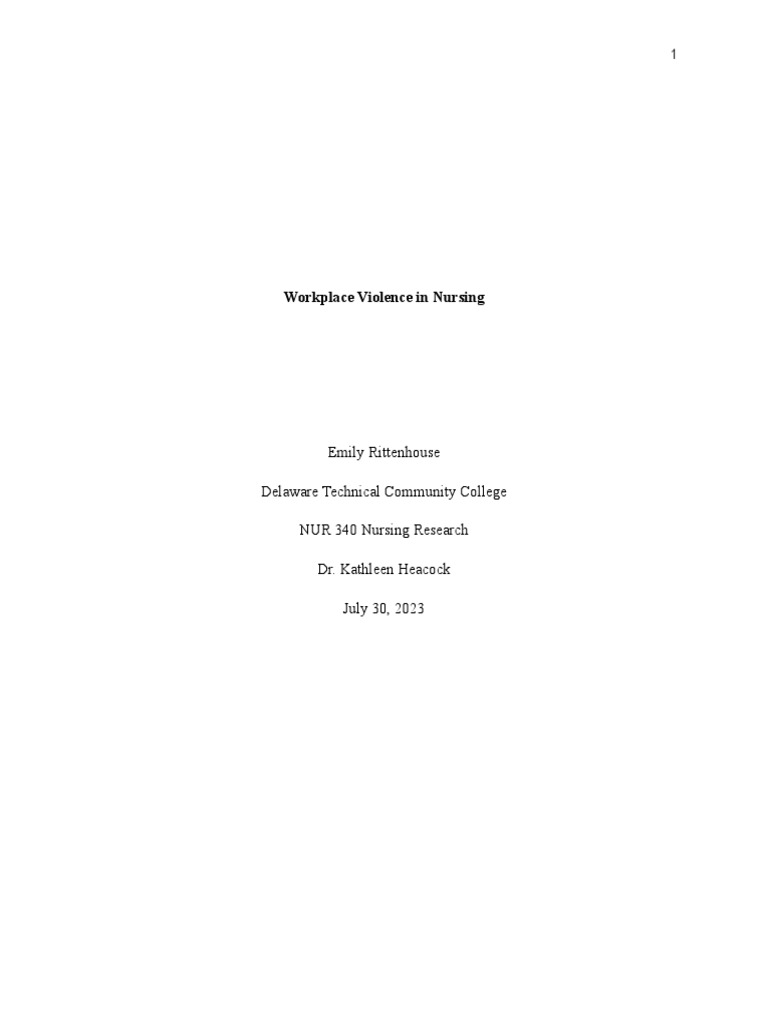 Workplace Violence in Nursing Er | PDF