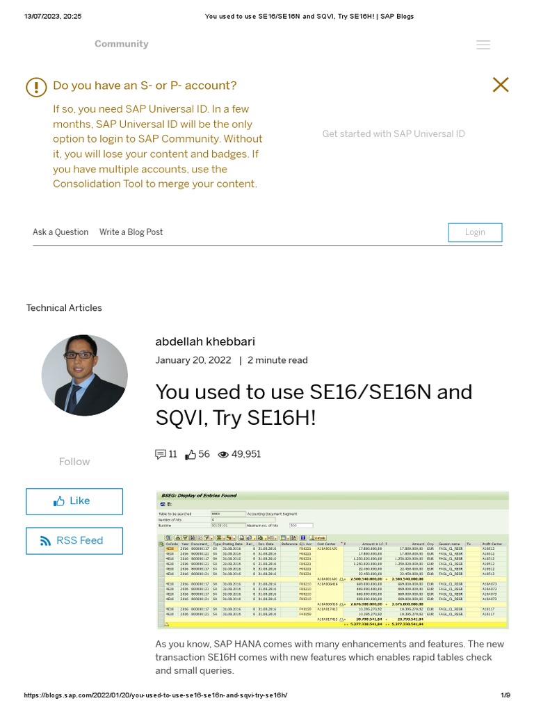 You Used To Use SE16 - SE16N and SQVI, Try SE16H! - SAP Blogs | PDF