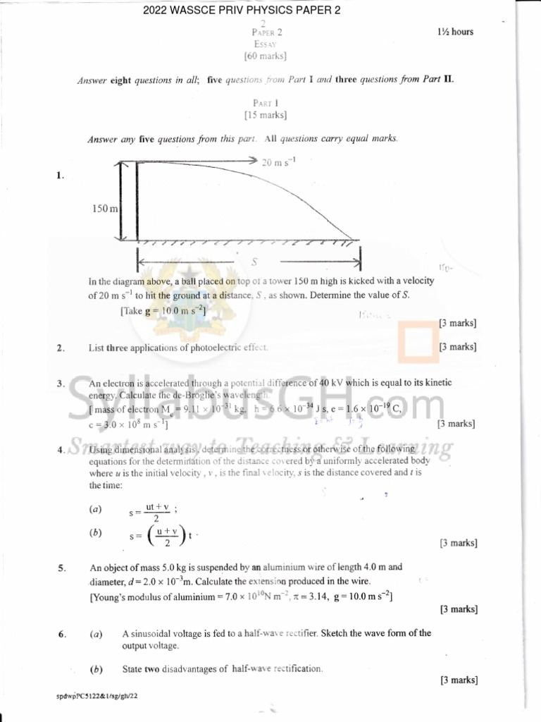 2022 Wassce Priv Physics Paper 1 | PDF | Temperature | Radioactive Decay