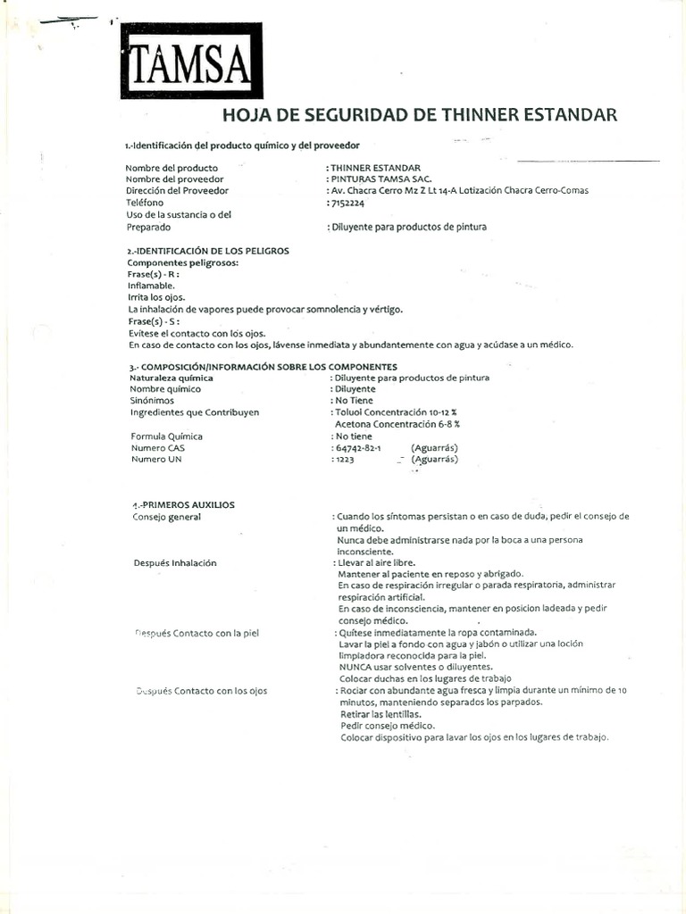 Thinner Standar Tamsa | PDF