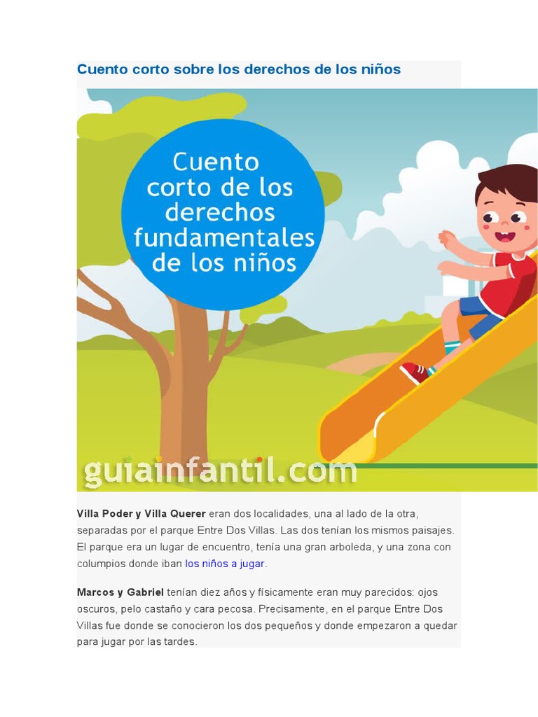 Cuento Corto Sobre Los Derechos De Los Niños Pdf