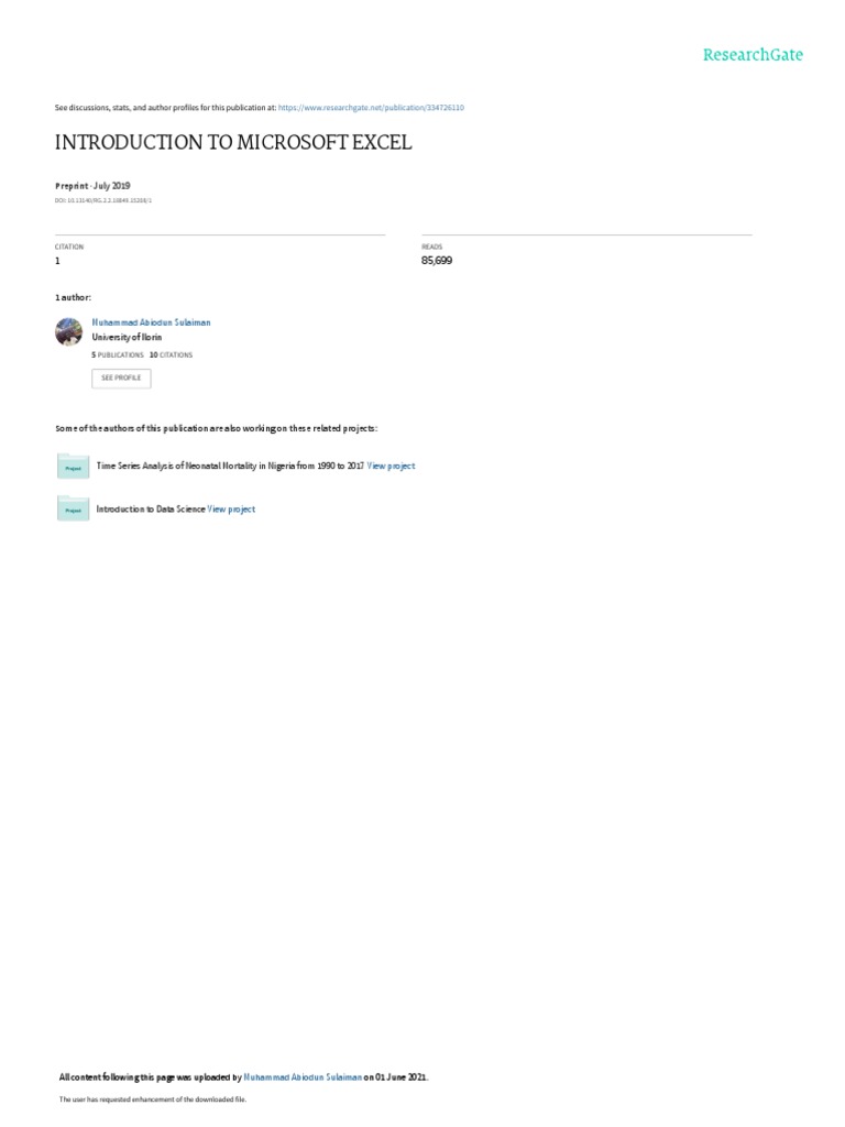 Microsoft Excel Interface | PDF