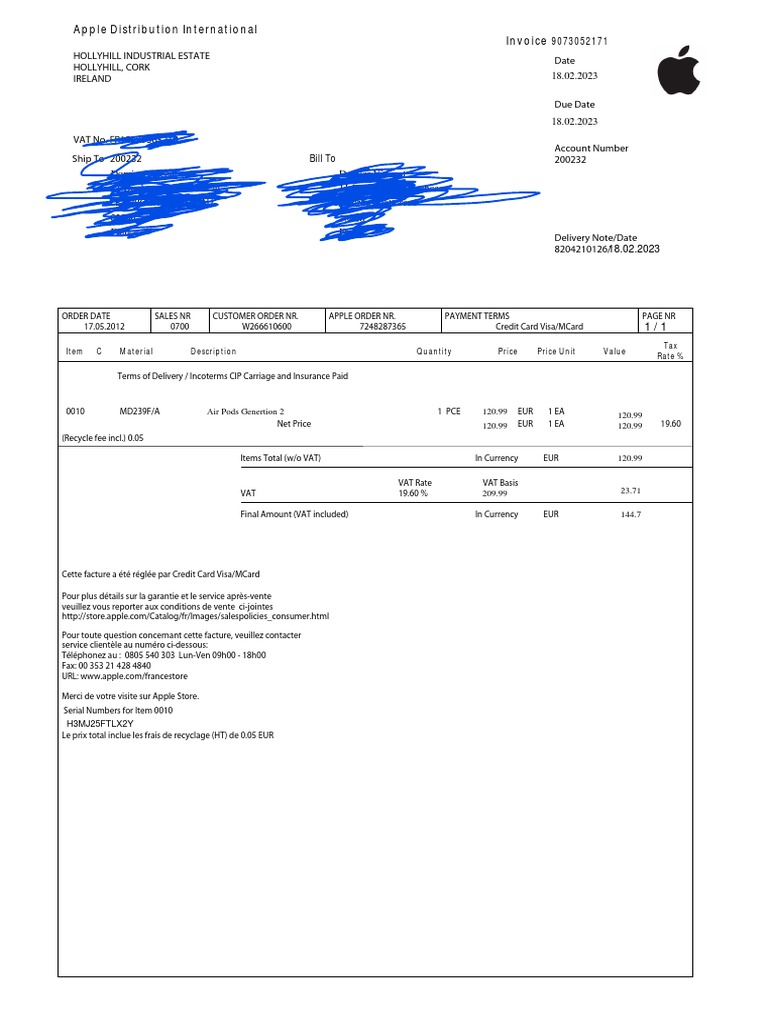 Facture Apple Gen 2 | PDF