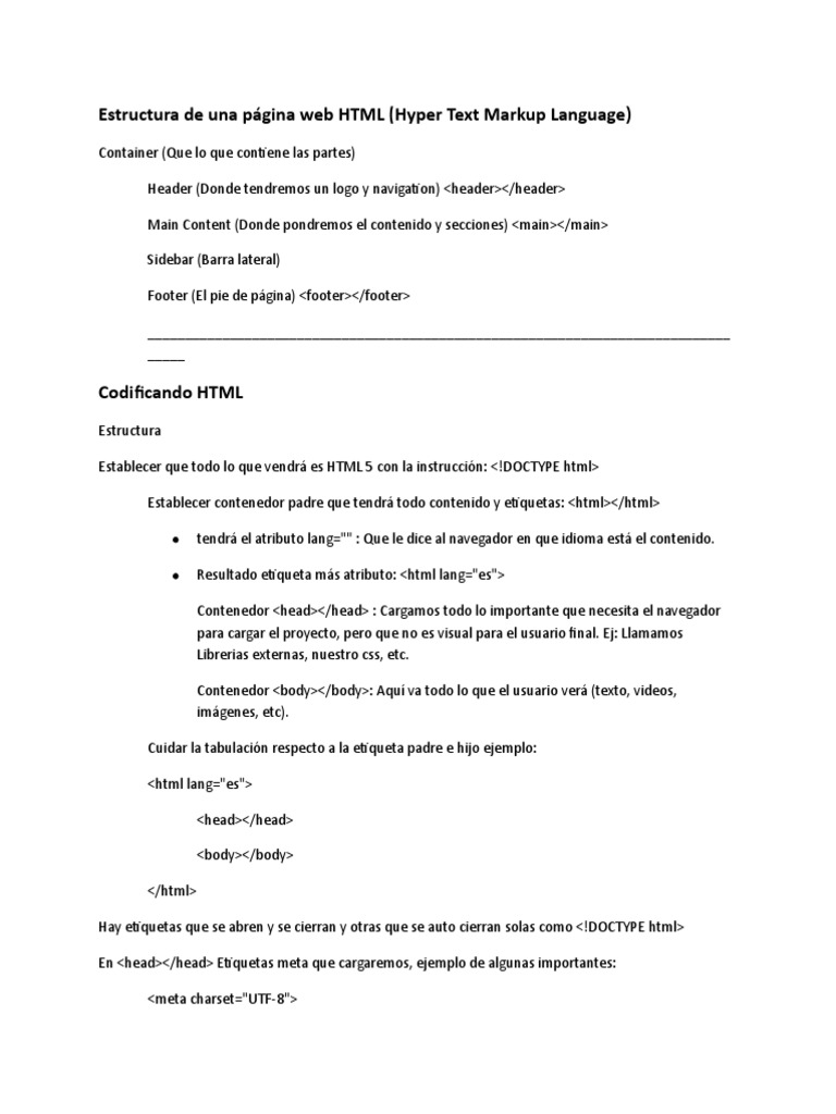 Estructura y Etiquetas de HTML 5 | PDF | HTML | Hipervínculo