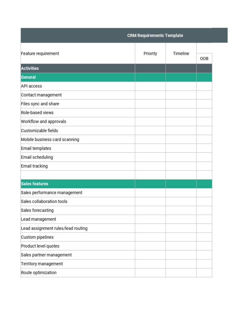 CRM Requirements Template | PDF
