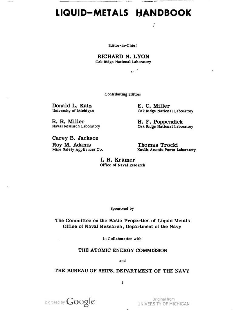 Liquid Metals Handbook 1954 | PDF