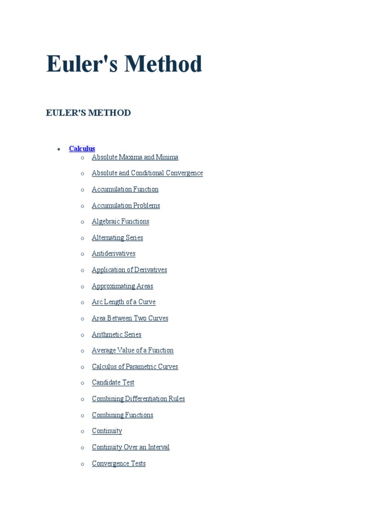Euler Method PPPT Slides | Download Free PDF | Integral | Derivative