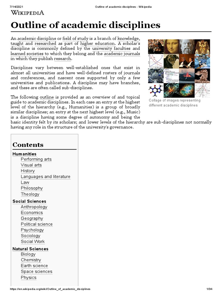 Outline of Academic Disciplines - Wikipedia | PDF | Mathematical ...