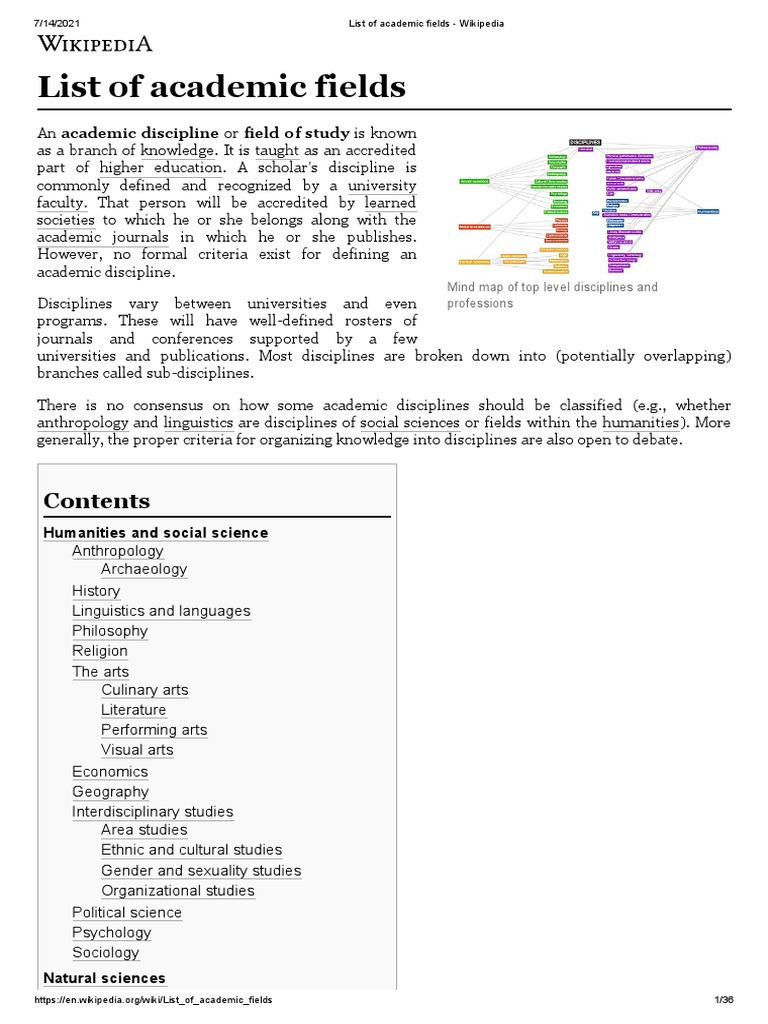 List of Academic Fields - Wikipedia | Download Free PDF | Anthropology ...