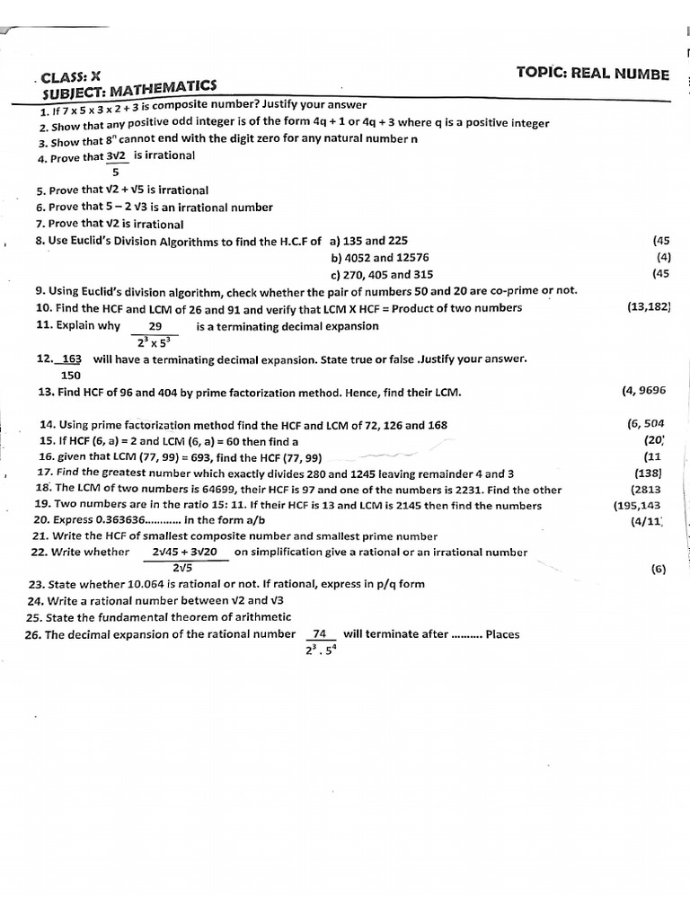 Maths Assignment X | PDF