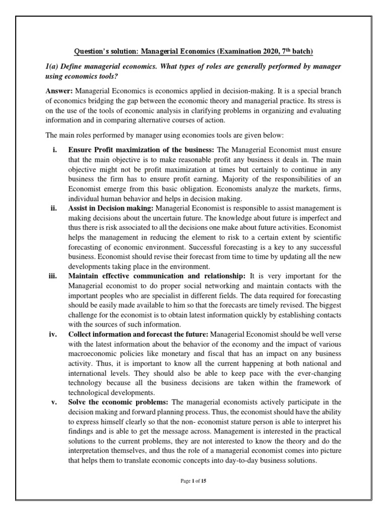 Managerial Economics, Exam 2020 | PDF | Monopoly | Profit (Economics)