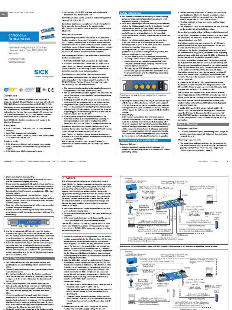 Operating Instructions Cdf600 2 Profibus en Im0048219 | PDF