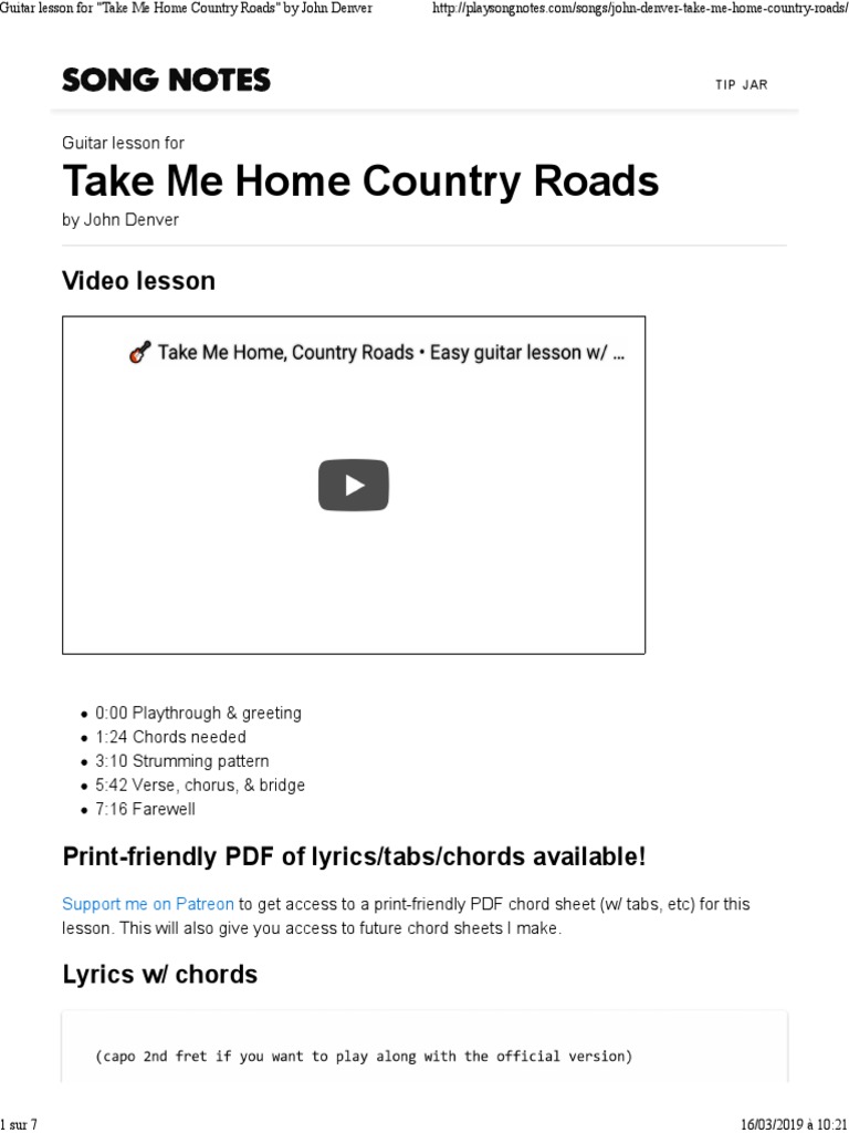 John Denver - Country Roads | PDF