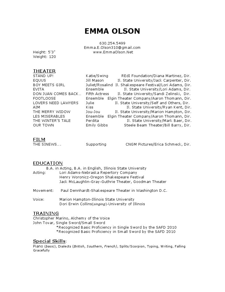 Emma Olson: Actress Profile and Resume | PDF | Language Arts & Discipline | Art