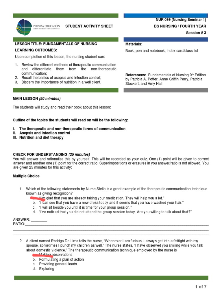 Nursing Seminar 1 SAS Session 3 | PDF | Hand Washing | Pneumonia