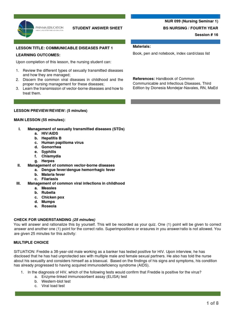 Nursing Seminar 1 SAS Session 16 | PDF | Hiv/Aids | Sexually Transmitted Infection