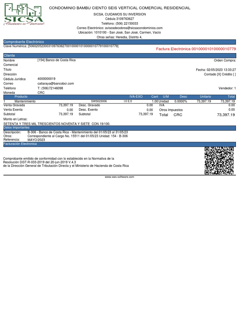 PDF FacturaElectronica 10779 Registro 000010779100010779 | PDF ...