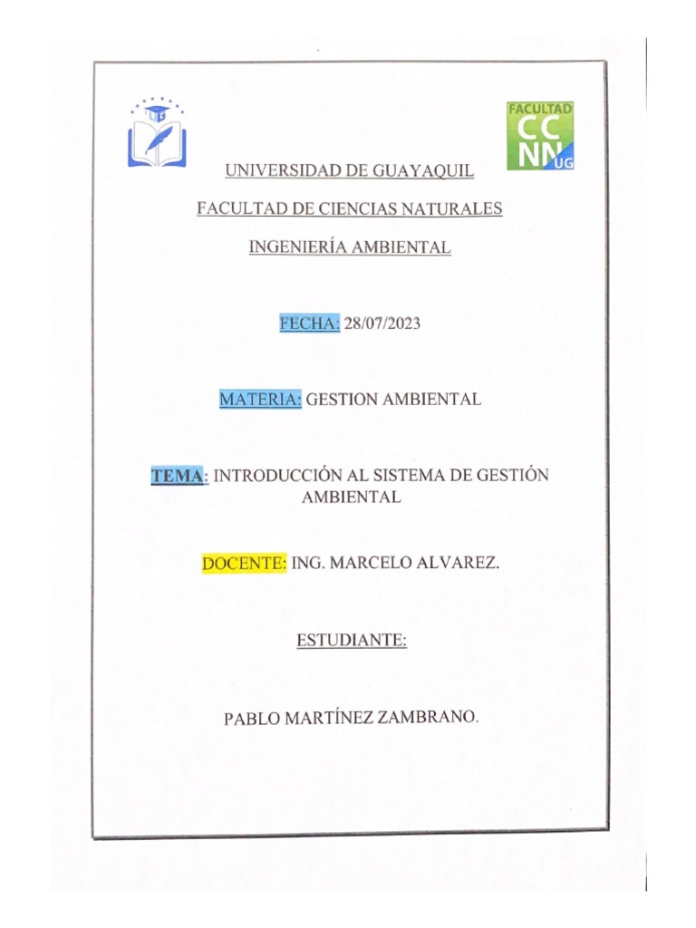 DEBER #7 - SistemadeGestionAmbiental - Martinez | PDF