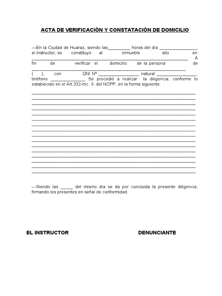 ACTA DE VERIFICACIÓN DE DOMICILIO | PDF