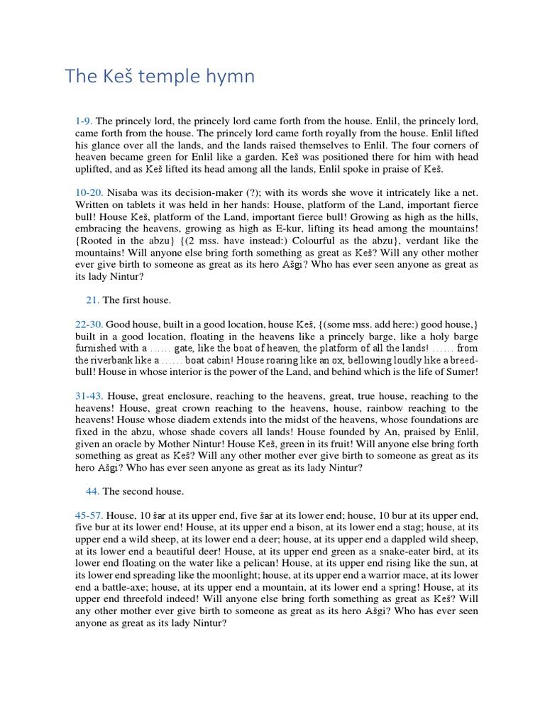 (-2600) Kesh Temple Hymn | PDF | History | Religion & Spirituality