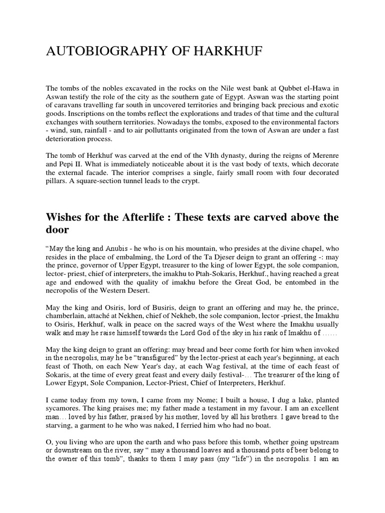 (-2200) Autobiography of Harkhuf | Download Free PDF | Ancient Egypt