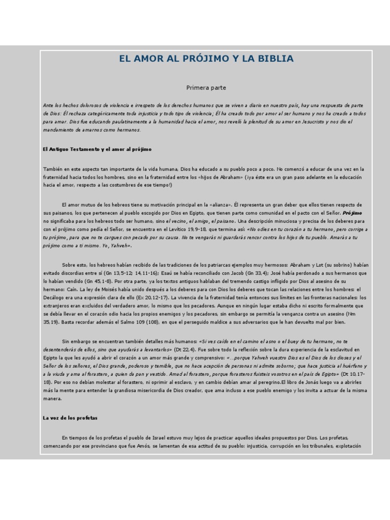El Amor Al Prójimo y La Biblia | PDF | Amor | Jesús