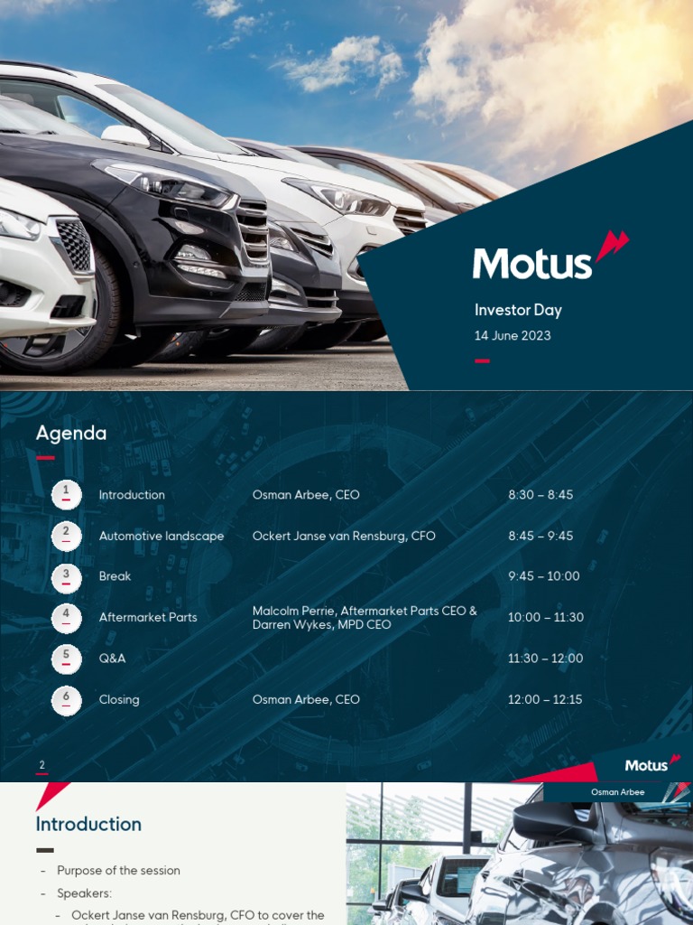 Motus Investor Presentation 14 June 2023 | PDF | Supply Chain | Inflation