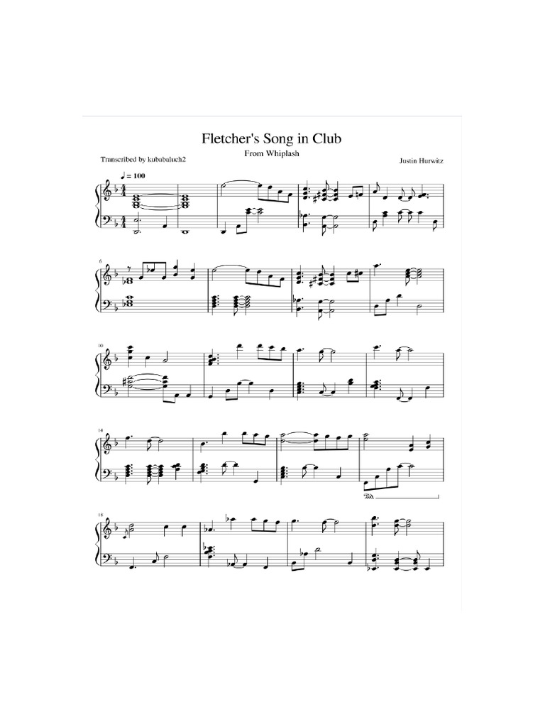 Fletcher's Song in Club - Whiplash Piano | PDF